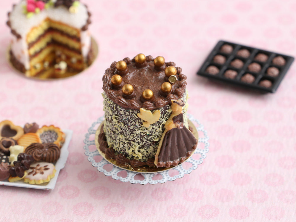 Feed The Birds Chocolate Cake with Lady and Bird Biscuit Decoration ...