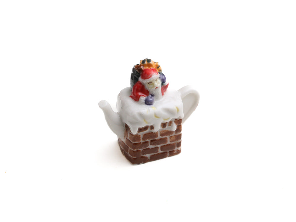 Jolly Santa in Chimney Pot - Miniature Porcelain Christmas Teapot ...