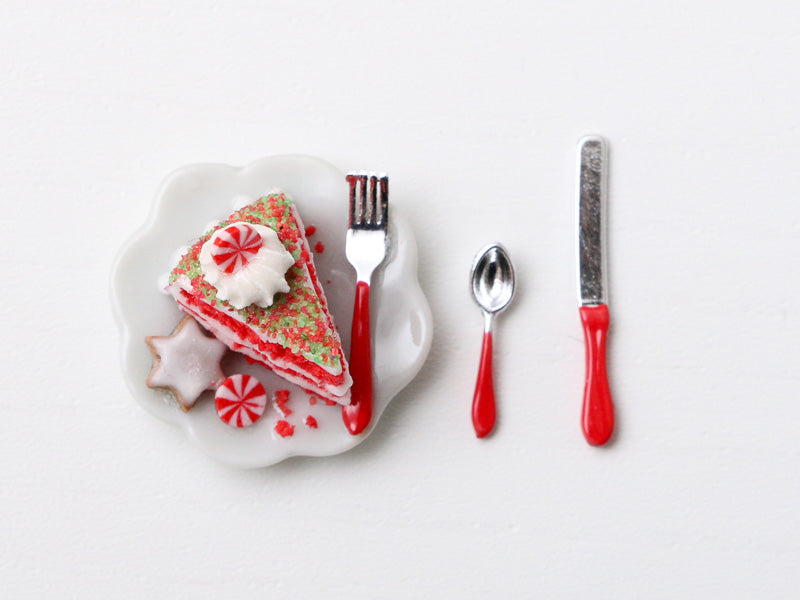Miniature Cutlery Set - Knife, Fork and Spoon (Red) – Paris Miniatures