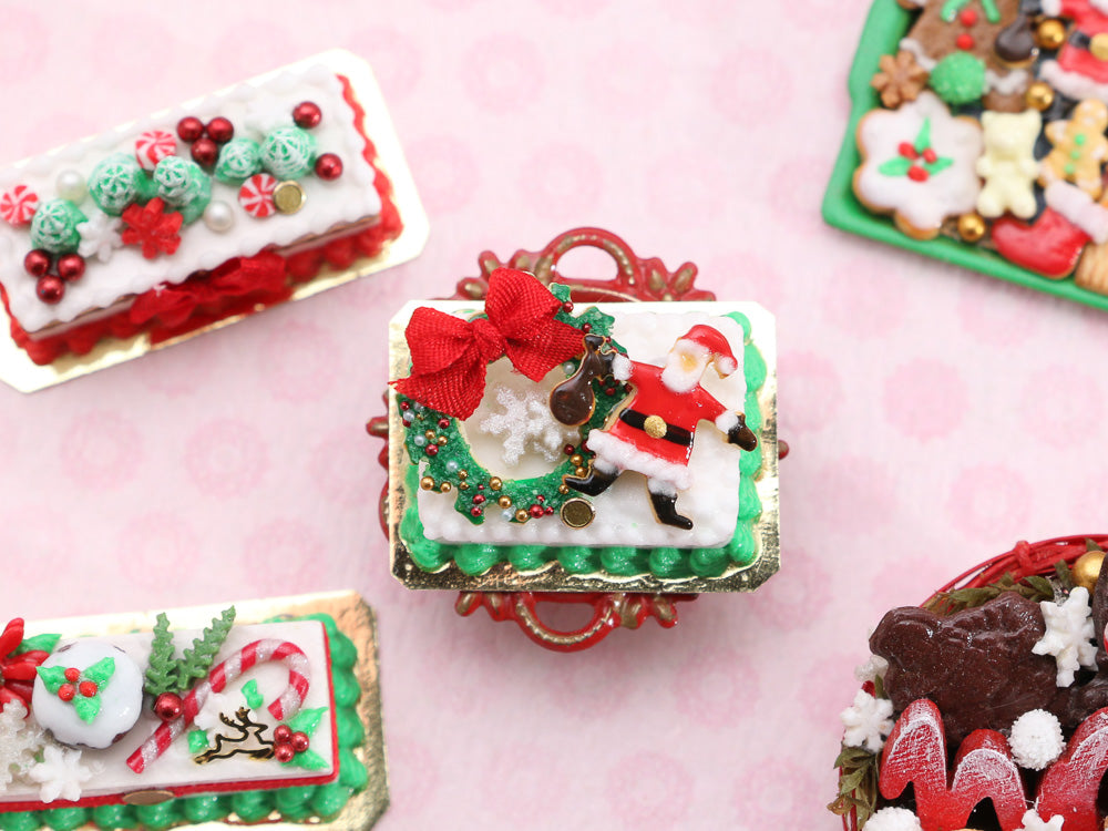 Christmas Cake with Santa and Wreath - 12th Scale Dollhouse Miniature ...