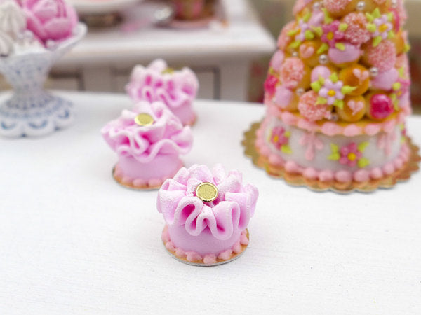 Pink Baby Ruffle Cake - Miniature Food French Pastry in 12th Scale ...
