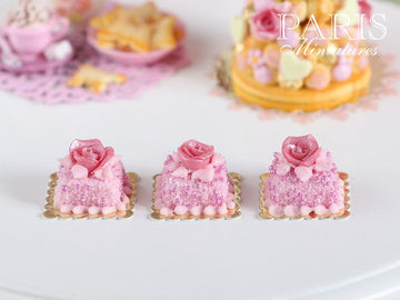 Pink Rose Pastry (Square) - 12th Scale Miniature Food – Paris Miniatures
