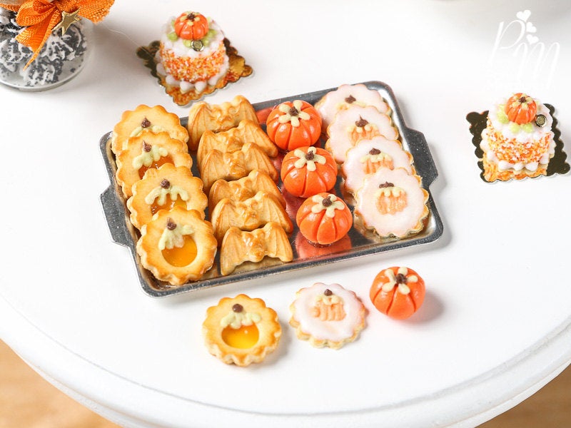 Halloween Fall / Autumn Cookies on Metal Baking Sheet - Miniature Food ...